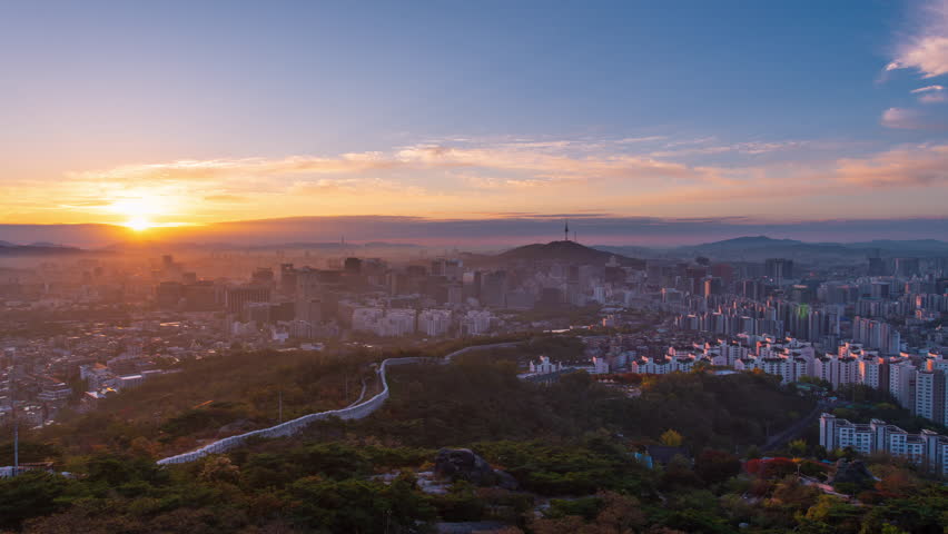 Time Lapse Sunrise at Seoul 스톡 동영상 비디오(100% 로열티 프리) 1020504469 ...