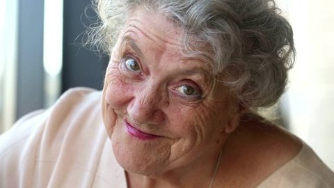 Happy Smile Elderly Woman Face Stock Footage Video (100% Royalty-free ...