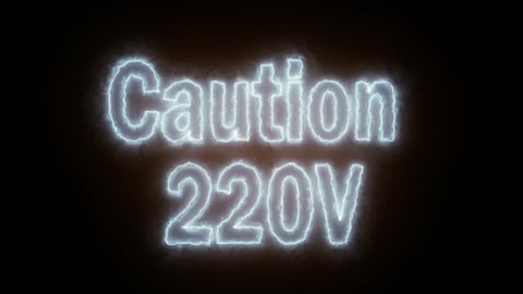Warning 220 Volts Animation Fiery Captions Stock Footage Video (100% ...