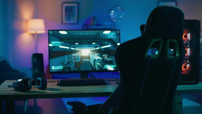 Powerful Personal Computer Gamer Rig Firstperson Stock Footage Video ...