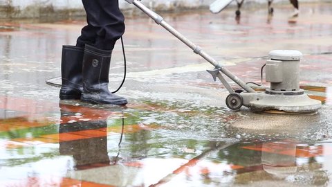 Labor Cleaning Floor Industrial Floor Cleaning Stock Footage Video (100 ...