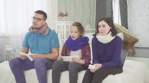 Family Has Cold Mom Dad Daughter Stock Footage Video (100% Royalty-free ...