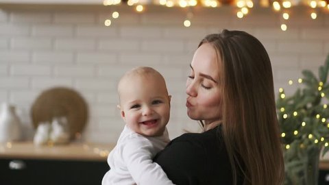 Mother Baby Slow Motion Happy Family Stock Footage Video (100% Royalty ...