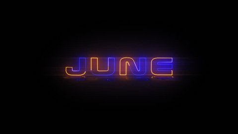 June Neon Text Animation On Black Stock Footage Video (100% Royalty ...
