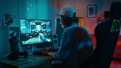 Professional Esports Gamer Plays 3d Shooter Stock Footage Video (100% ...