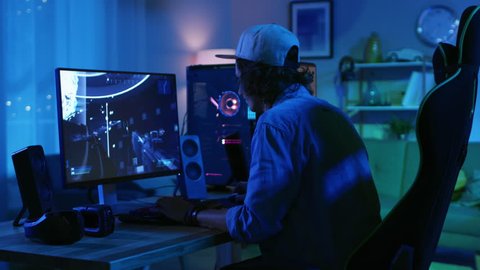 Professional Esports Gamer Plays 3d Shooter Stock Footage Video (100% ...