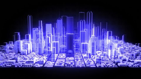 3d Animation Holographic City Rotating Loopable Stock Footage Video ...