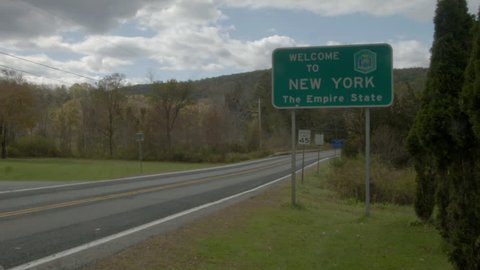 Welcome New York State Highway Sign Stock Footage Video (100% Royalty ...