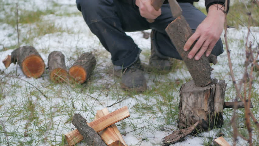 Lumberjack Chopping Wood Stock Footage Video (100% Royalty-free ...