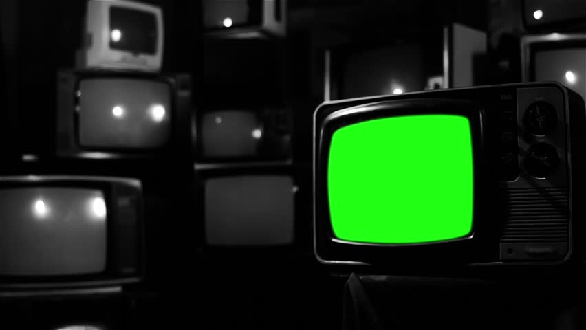 Vintage Tv Set Green Screen Old Stock Footage Video (100% Royalty-free ...