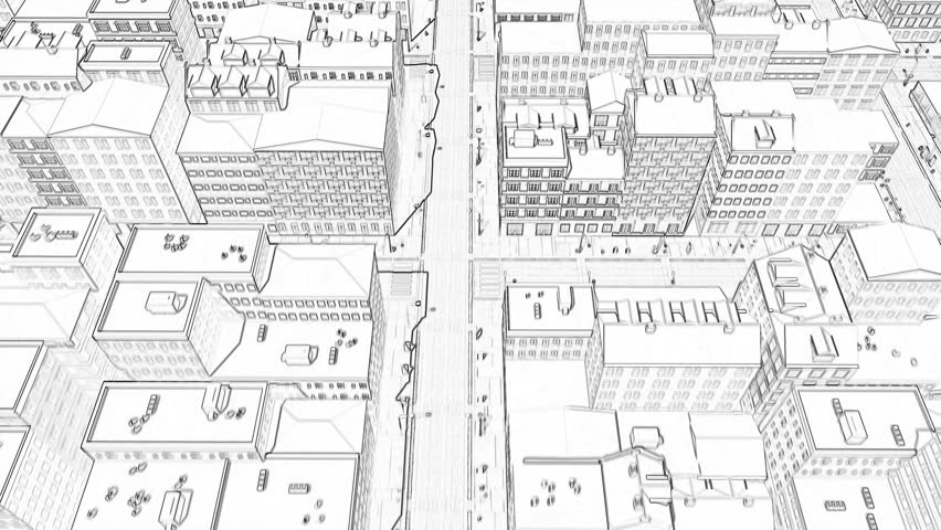 drawing small town concept building 4k Stock Footage Video (100% ...