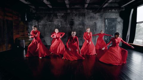 Seven Charming Dancers Women Dancing Rehearsing Stock Footage Video ...