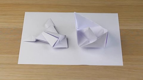 Handmade Paper Boat Frog Find Job Stock Footage Video (100% Royalty ...