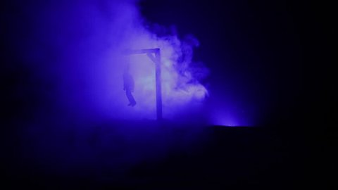 Horror View Silhouette Hanged Man On Stock Footage Video (100% Royalty ...