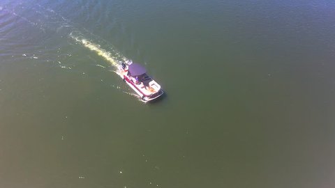 Boat Slowly Moving Upstream On River Stock Footage Video (100% Royalty ...