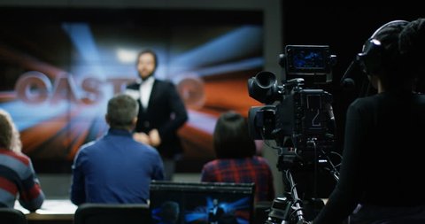 professional tv camera standing live news Stock Footage Video (100% ...