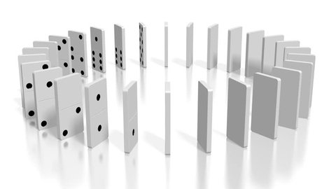 3d Rendering Domino Effect Animation White Stock Footage Video (100% ...