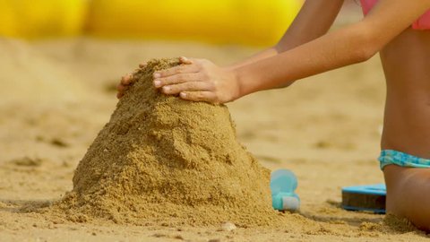 Girl Builds Sand Castle On Tropical Stock Footage Video (100% Royalty ...