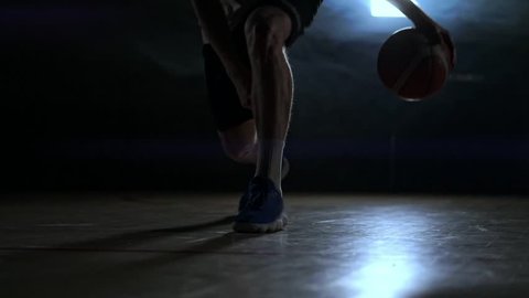 Dribbling Basketball Player Closeup Dark Room Stock Footage Video (100% ...