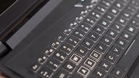 Sliding Shot Gaming Laptop Keyboard Back Stock Footage Video (100% ...
