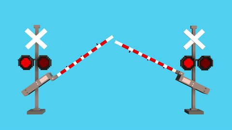 Minimalist Voxel 3d Animation Railroad Crossing Stock Footage Video ...