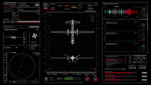 Military Drone Control Panel Animated Hud Stock Footage Video (100% ...