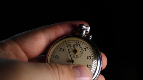 Hand Holding Retro Stopwatch On Black Stock Footage Video (100% Royalty ...