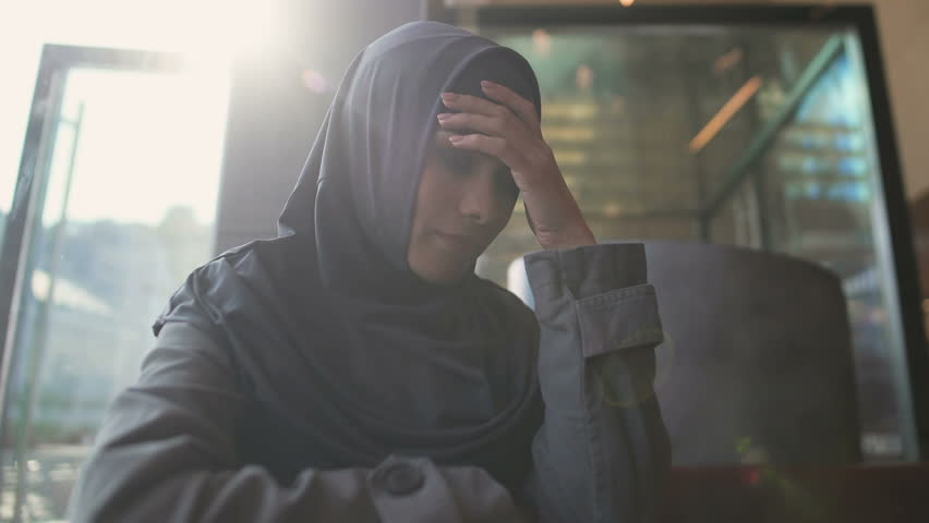 anxious arabic female suffering stress lonely Stock Footage Video (100% ...