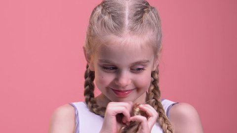 Shy Little Girl Red Cheeks Smiling Stock Footage Video (100% Royalty ...