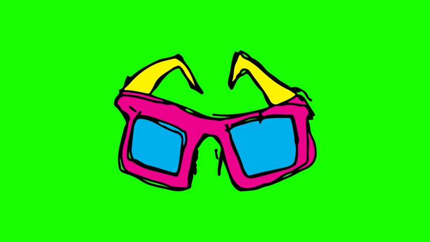 hand drawing green screen theme eyeglasses Stock Footage Video (100% ...