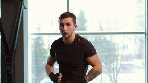 Boxer Doing Fight Shadow Camera Stock Footage Video (100% Royalty-free ...