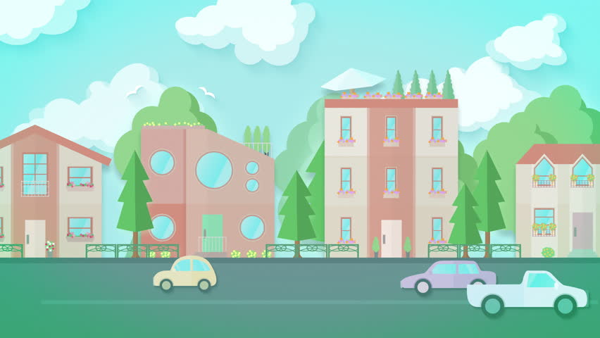 illustration residential area Stock Footage Video (100% Royalty-free ...