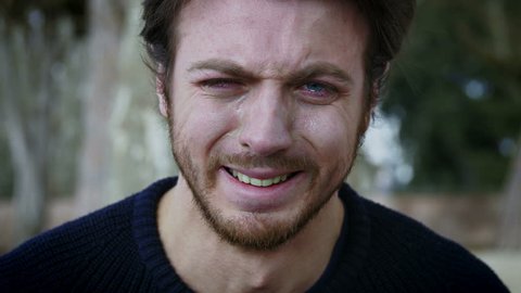 Desperate Man Crying Front Camera Frantic Stock Footage Video (100% ...