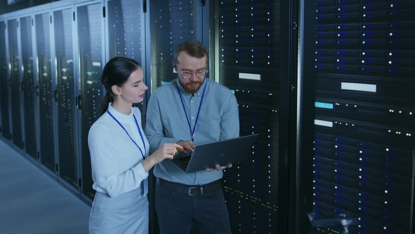 bearded technician glasses laptop computer beautiful Stock Footage ...