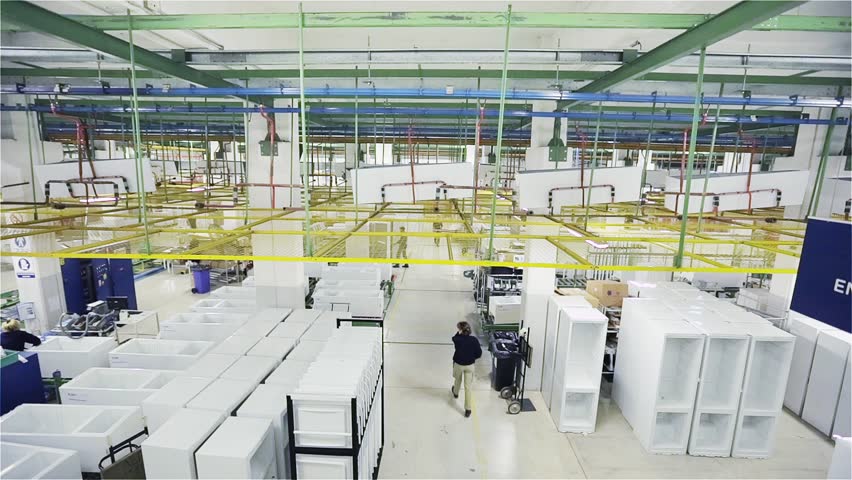 interior fridge factory view assembly plant Stock Footage Video (100% ...