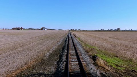 Corn Fields Divided By Railroad Tracks Stock Footage Video (100% ...