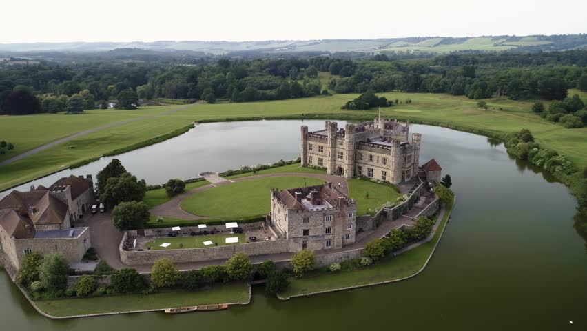 Leeds Castle with Moat and Stock Footage Video (100% Royalty-free ...