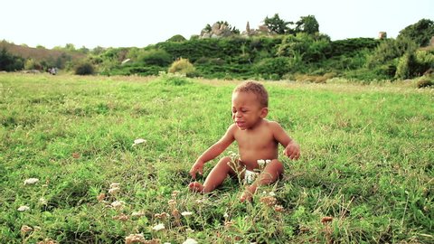 Baby Learn Walk Baby Diapers Plays Stock Footage Video (100% Royalty ...