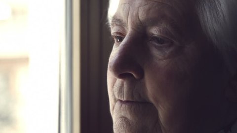 Sad Distressed Old Woman Opens Closes Stock Footage Video (100% Royalty ...