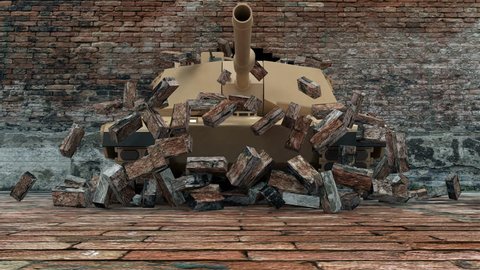 4k Animation Military Tank Breaks Through Stock Footage Video (100% ...