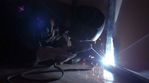 Welder Worker Performs Jump Welding Worker Stock Footage Video (100% ...