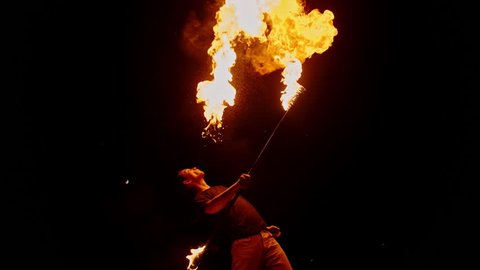 Coll Fire Show Artists Having Performance Stock Footage Video (100% ...