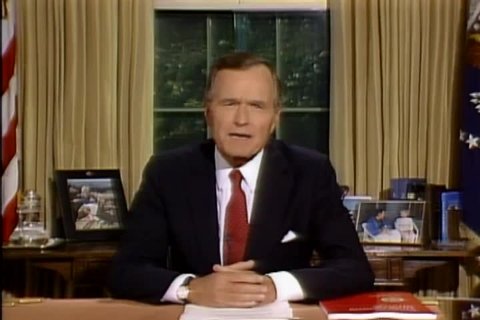 Circa 1989 President Bush Shows Evidence Stock Footage Video 100