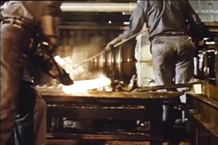 circa 1950s - steel production inside Stock Footage Video (100% Royalty ...