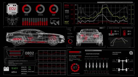 Car Test Info Screen Animated 4k Stock Footage Video (100% Royalty-free ...