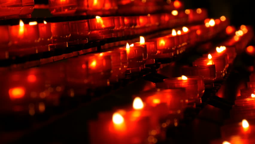 burning red round candles catholic church Stock Footage Video (100% ...