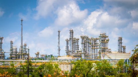 Timelapse Petroleum Oil Refinery Plant Cloudy Stock Footage Video (100% ...