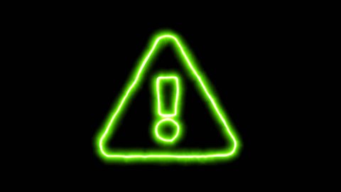 glowing neon line exclamation mark triangle Stock Footage Video (100% ...