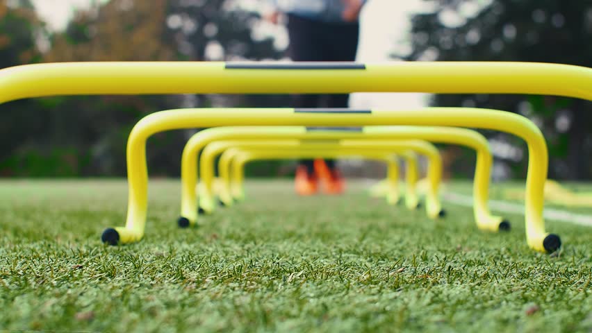 soccer agility training equipment professional football Stock Footage ...