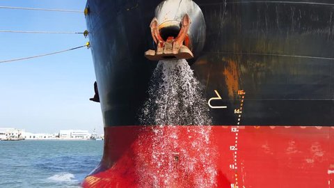 Large Cargo Ship Discharging Ballast Water Stock Footage Video (100% ...